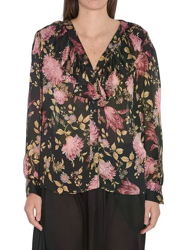 Chloé Ruffled Floral Blouse - Black