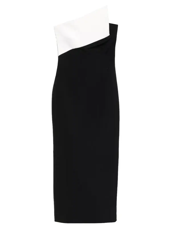 Roland Mouret Contrast-panel Midi Dress - Black