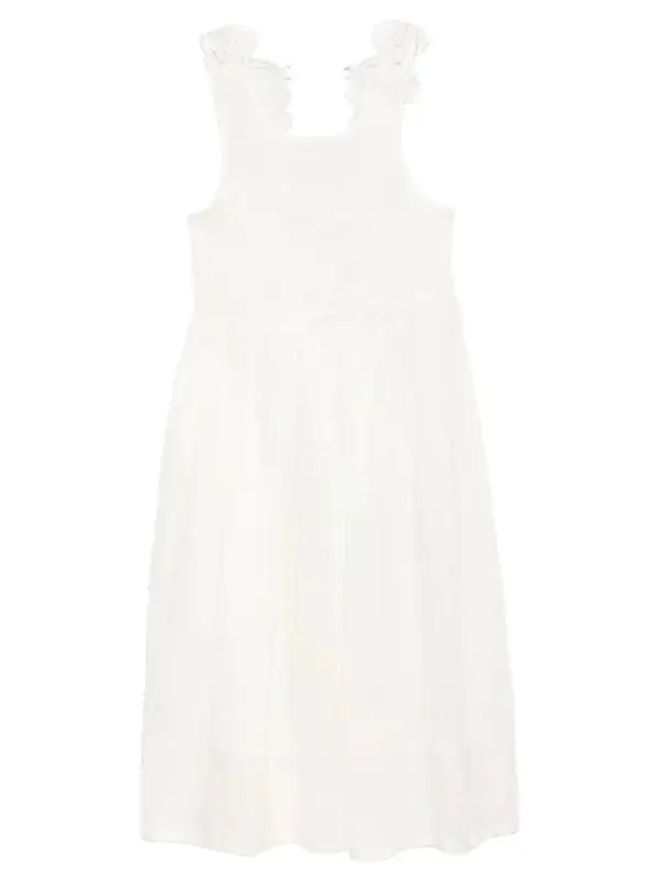 MAURIZIO MYKONOS Lace-embellished Midi Dress - White