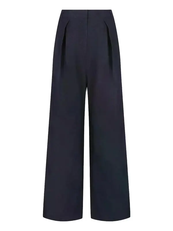 Co Pleated Wide Leg Trousers - Blue