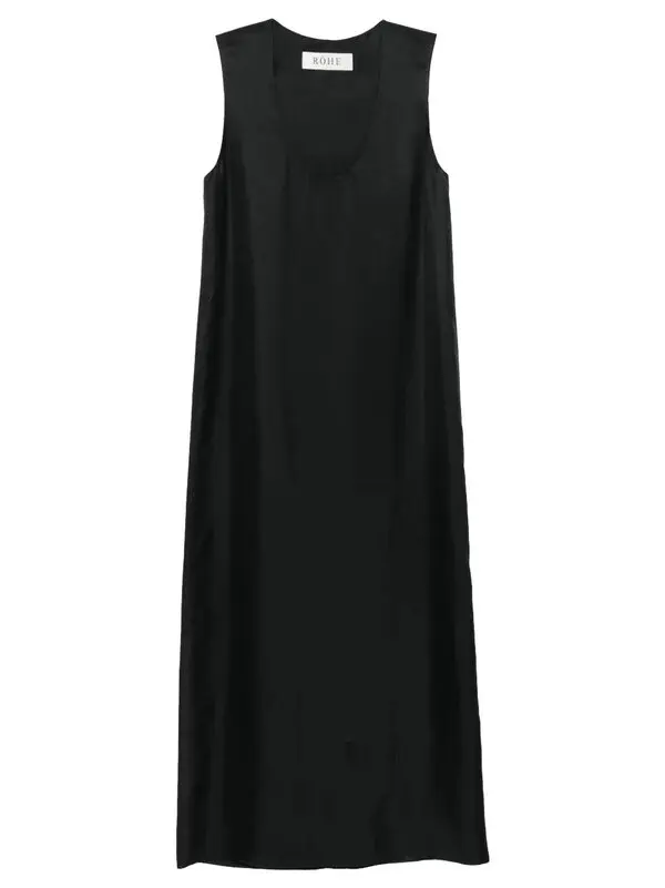 RÓHE Scoop-neck Silk Midi Dress - Black