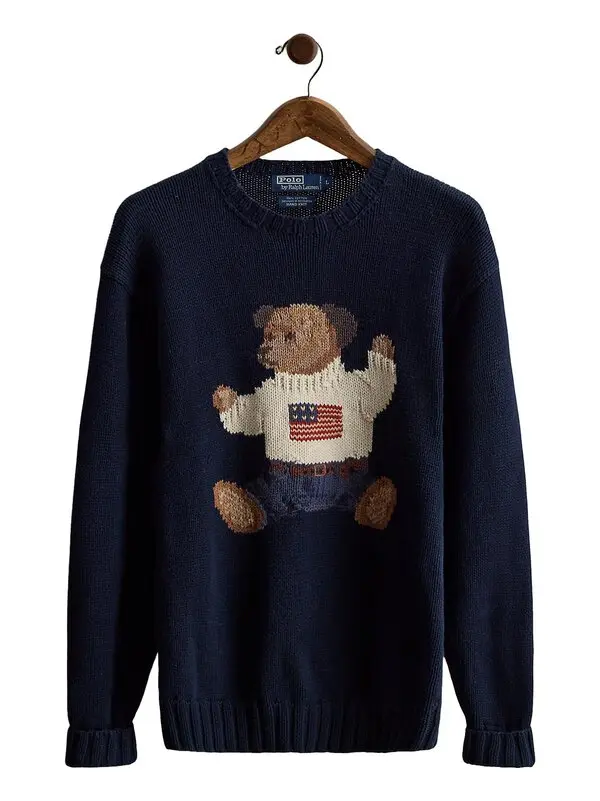 Ralph Lauren Hand-knit Bear Sweater - Navy