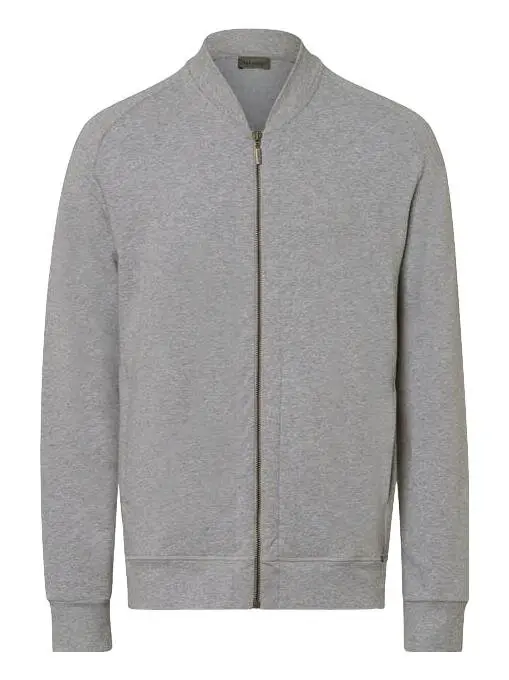 Hanro Living Cotton Zip-up Varsity Jacket - Grey Melange