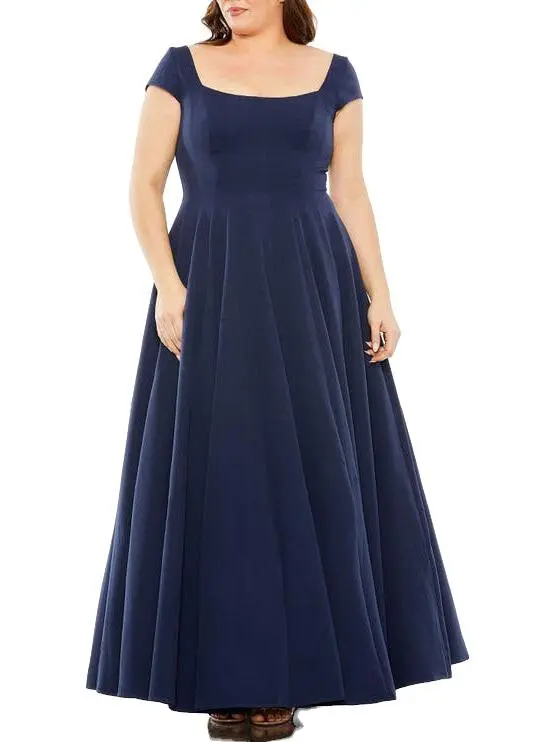 Mac Duggal Cap Sleeve Square Neck Ballgown - Midnight