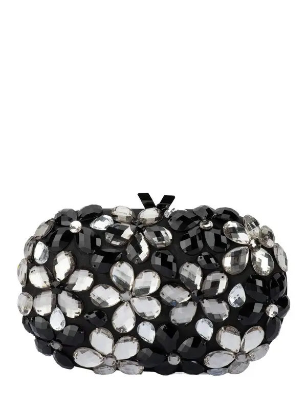 OLGA BERG Victoria Flower Embellished Clutch - Black