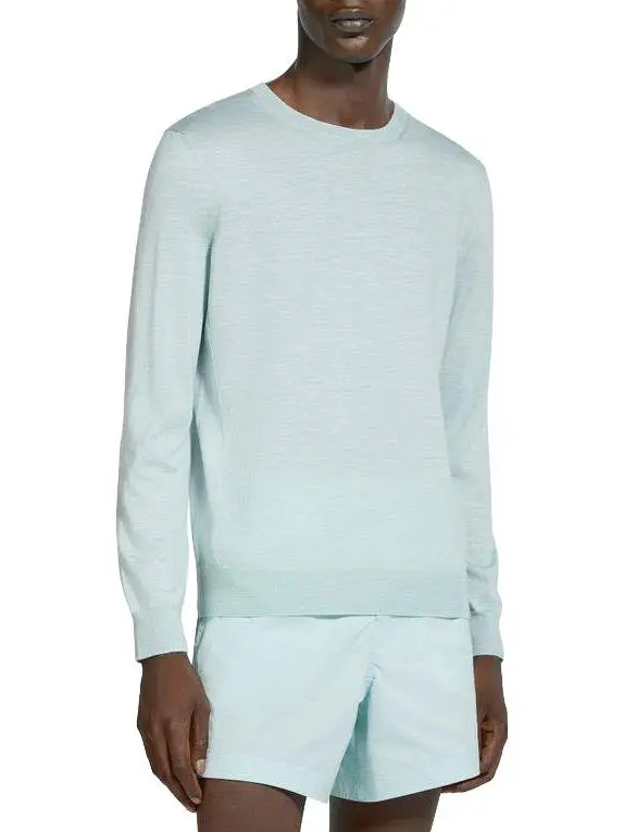 Zegna Crossover Silk Blend Crewneck Sweater - Aqua