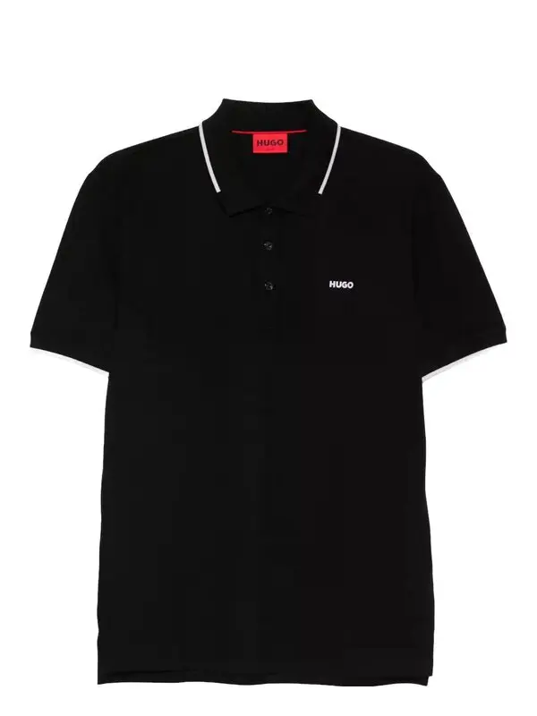 Hugo Logo-embossed Polo Shirt - Black