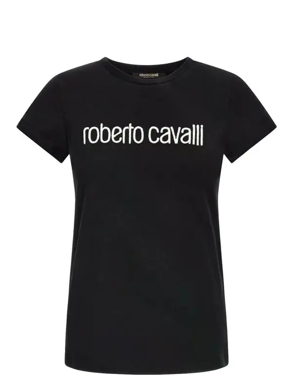 Roberto Cavalli Logo-embroidered T-shirt - Black
