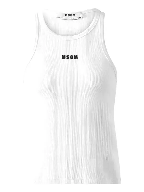 MSGM Racerback Ribbed Tank Top - White