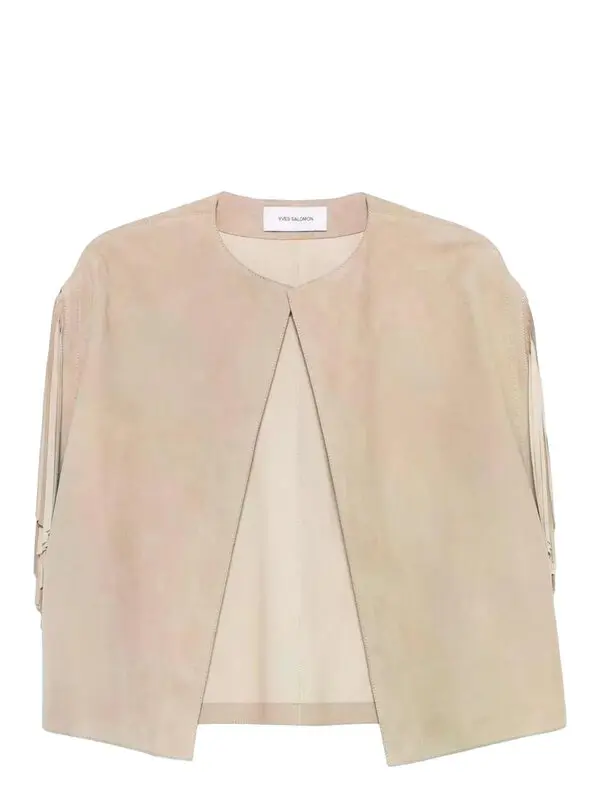 YVES SALOMON Fringed-trim Jacket - Neutrals
