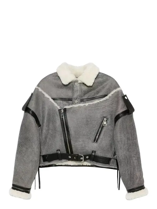 MANOKHI Shearling-collar Jacket - Grey