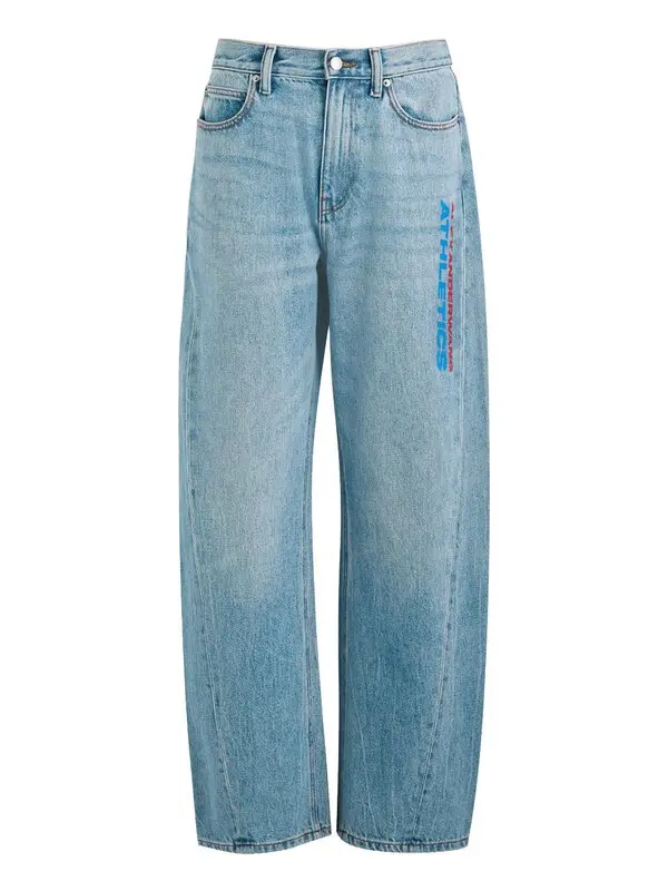 Alexander Wang Logo-print Barrel-leg Jeans - Indigo