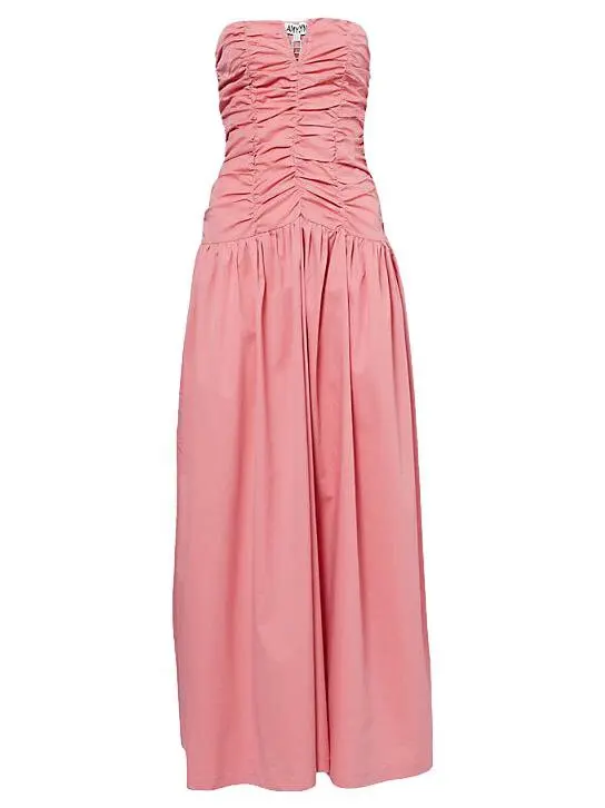 AMY LYNN Shyla Ruched Cotton Maxi Dress - Pink