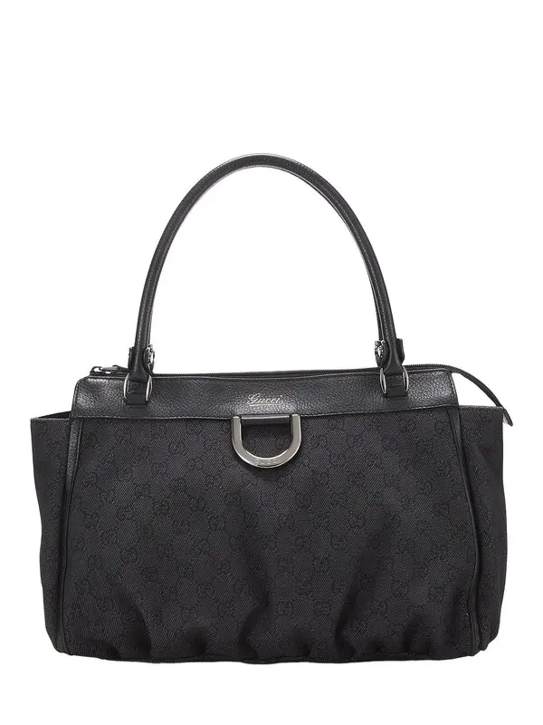 Gucci Gg Denim Abbey Zip Tote - Black