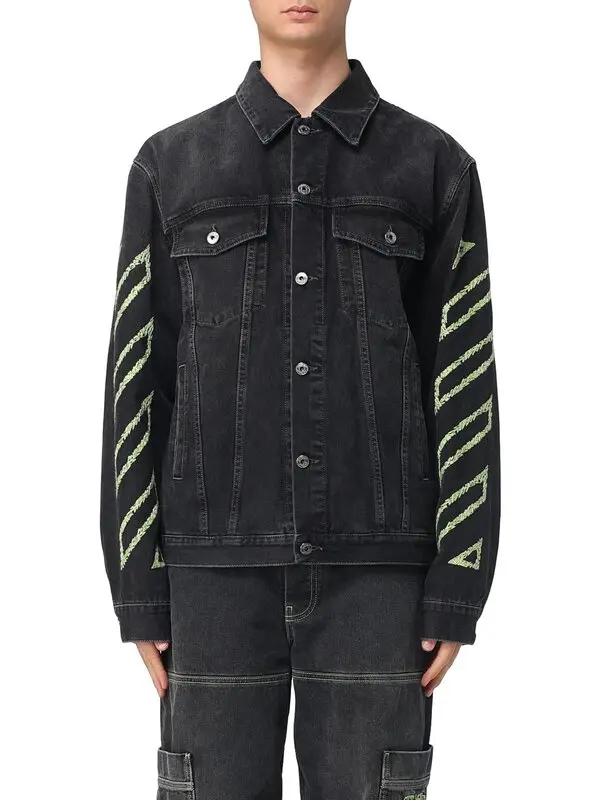 Off-White Denim Jacket With Graphic Detailing - Black