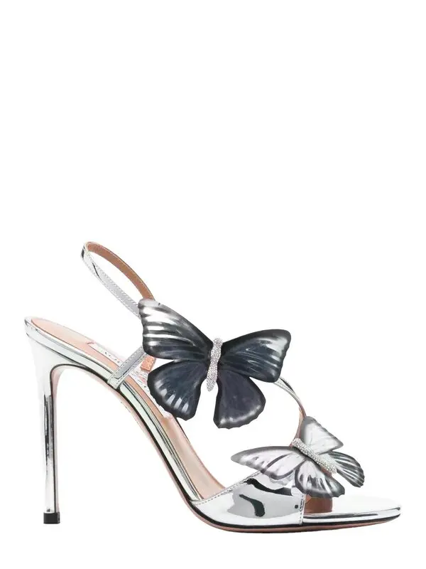 AQUAZZURA 110mm Butterfly-detailed Sandals - Silver