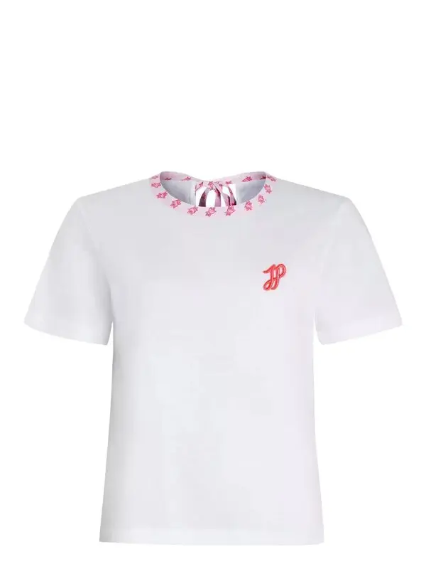 Patou Contrasting-collar Organic Cotton T-shirt - White