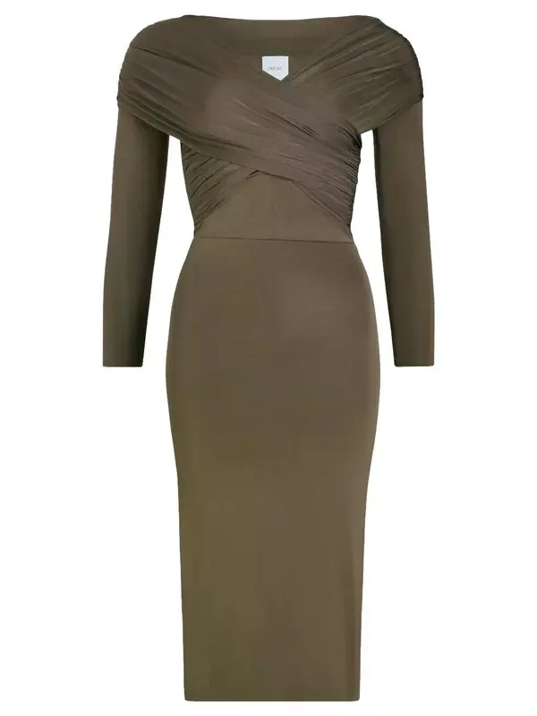 Patou Jersey Wrap Midi Dress - Brown