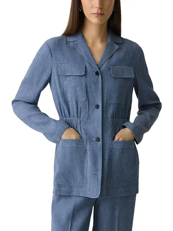 Theory Cinched Linen Jacket - Light Denim