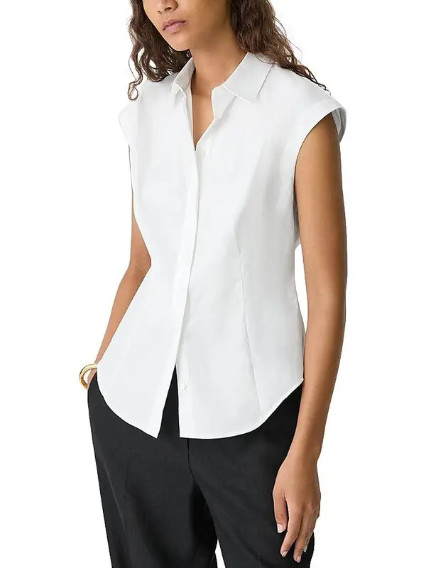 Theory Cinched Cap-sleeve Shirt - White