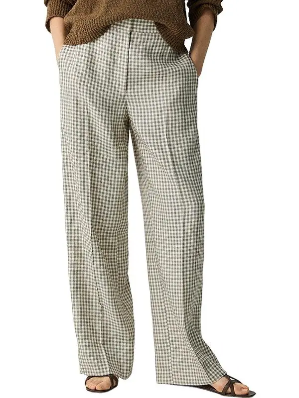 Theory Linen Blend Trousers - Cream Multi