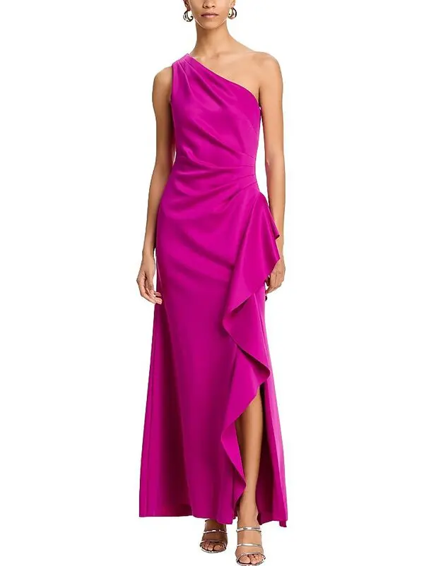 Aqua One-shoulder Ruffled Dress - Orchid