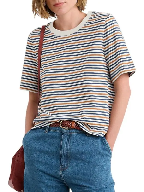 SEASALT CORNWALL Copseland Stripe T-shirt - Pellitras Basket Chalk