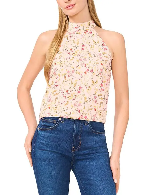 CECE DUPRAZ Floral Halter Neck Top - Sugar Peach