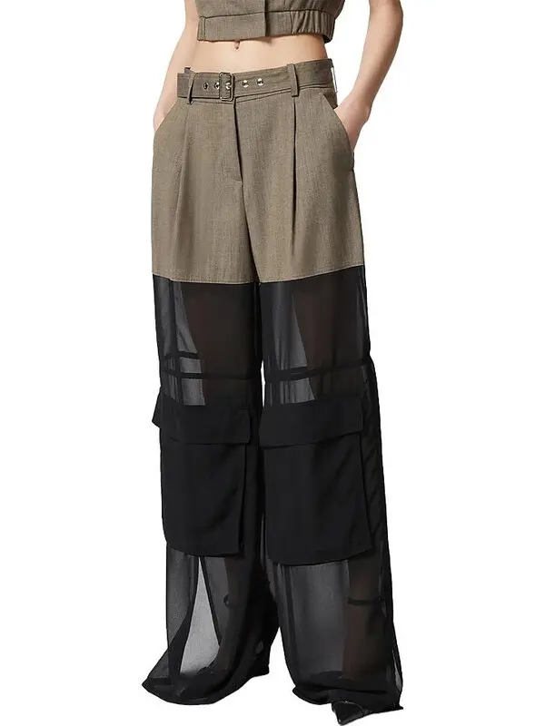 Pinko River Mixed Media Pants - Flask Brown