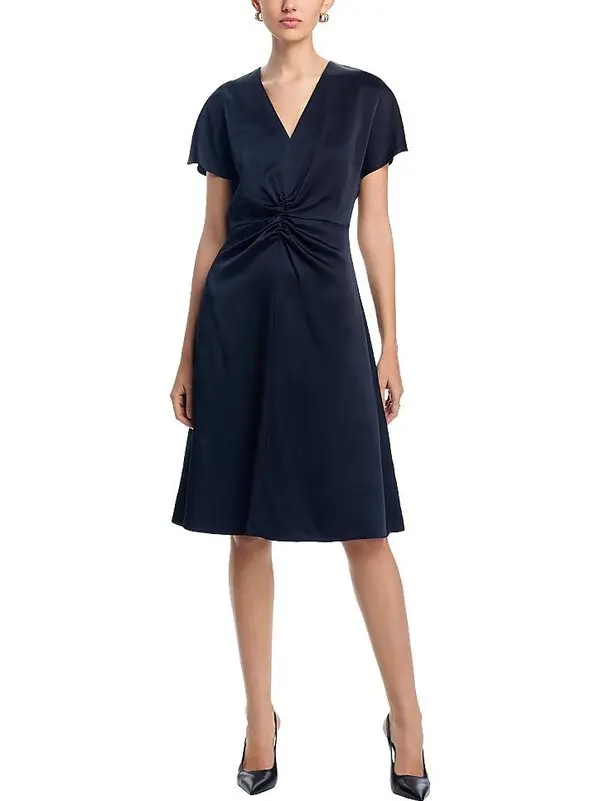 BOSS Dulania Twist Front Flutter Sleeve Dress - Dark Blue