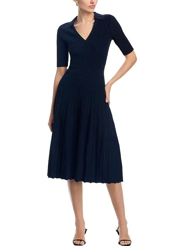 BOSS Fracie Collared Midi Dress - Dark Blue