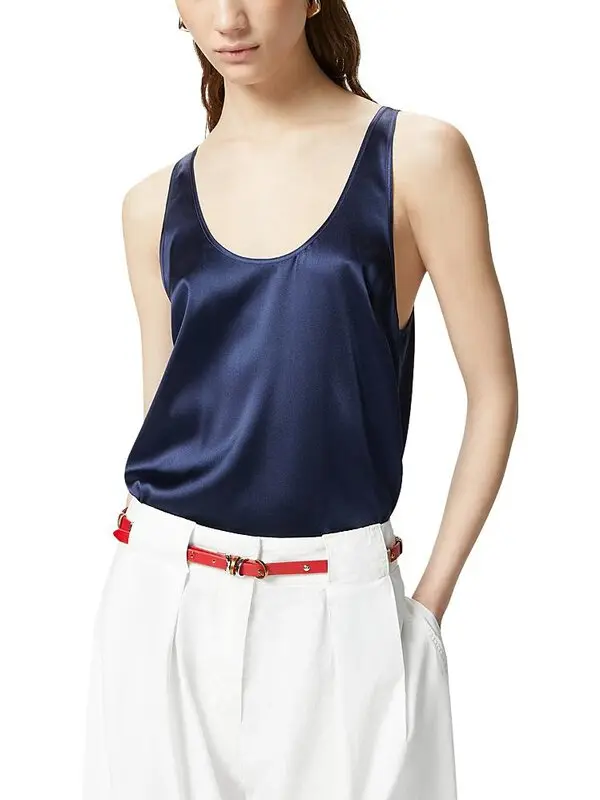 Pinko Crazy Canottiera Satin Tank Top - Abyss Blue