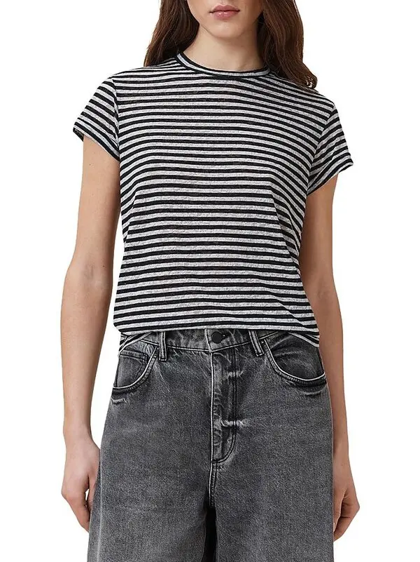 ALLSAINTS Anna Stripe Tee - Chalk/ink