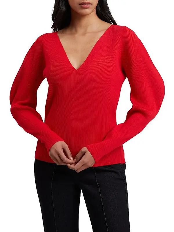 Ted Baker London Amelyaa Ribbed Sculpted Sleeve Sweater - Bright Red