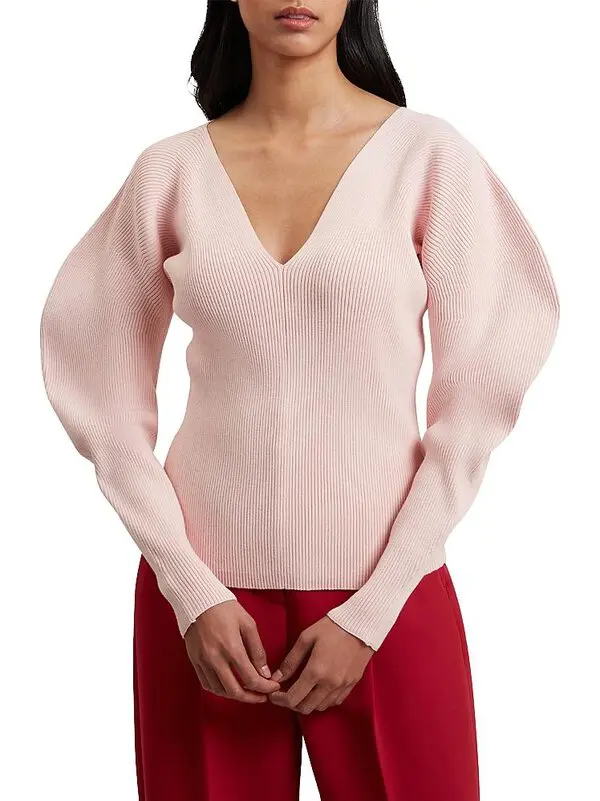 Ted Baker London Amelyaa Ribbed Sculpted Sleeve Sweater - Light Pink