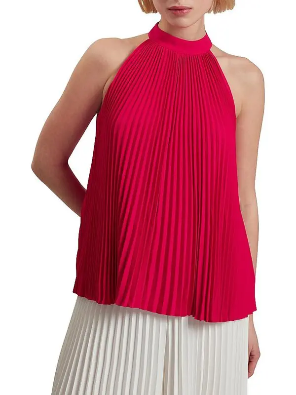 Ted Baker London High Neck Sleeveless Pleated Top - Fuchsia