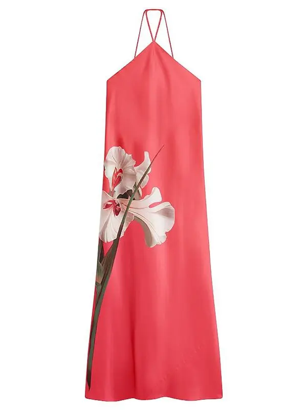 Ted Baker London Floral Halterneck Maxi Dress - Coral