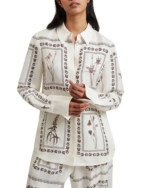 Ted Baker London Simcoa Linen & Silk Longline Shirt - Ivory