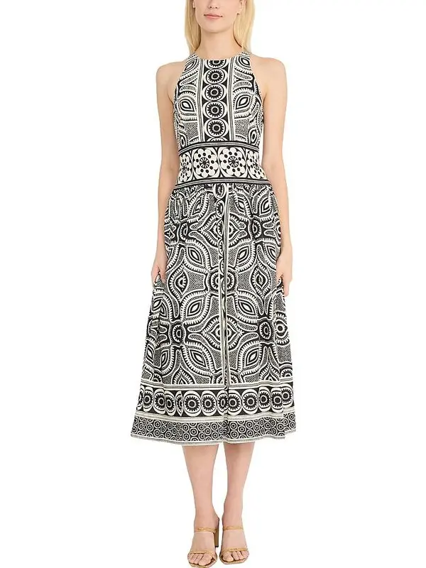 Maggy London Border Print Dress - Black Cream