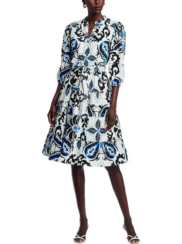 T Tahari Printed Tiered Dress - Graphic Medallion Print