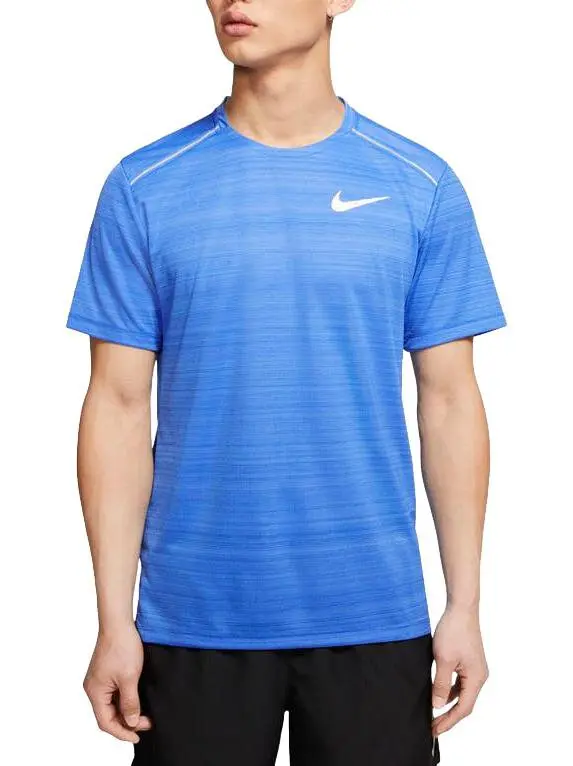 Nike Miler Dri-fit Running T-shirt - Pacific Blue/heather/silver
