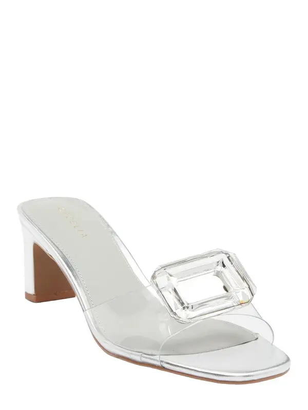 CECILIA NEW YORK Park Avenue Jewel Detail Sandals - Silver