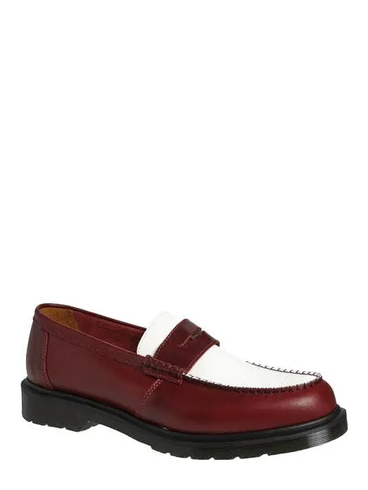 Dr. Martens Penton Two-tone Penny Loafer - Burgundy White Classic Calf