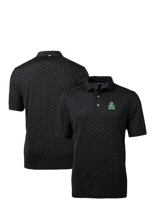 Cutter & Buck Marshall Thundering Herd Team Big & Tall Virtue Eco Pique Tile Print Polo - Black