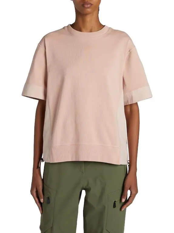 Moncler Logo Drawcord Hem T-shirt - Rose Quicksand
