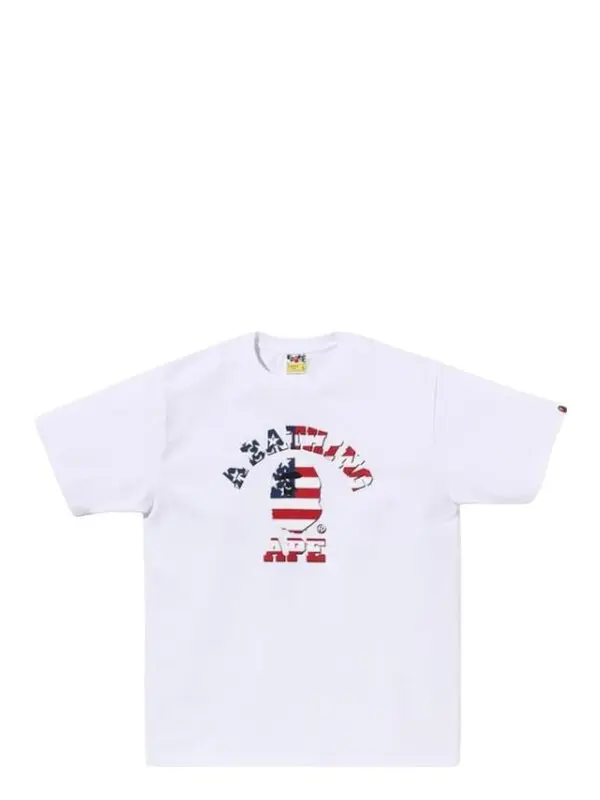 A BATHING APE Usa Flag College Tee Shirt - White