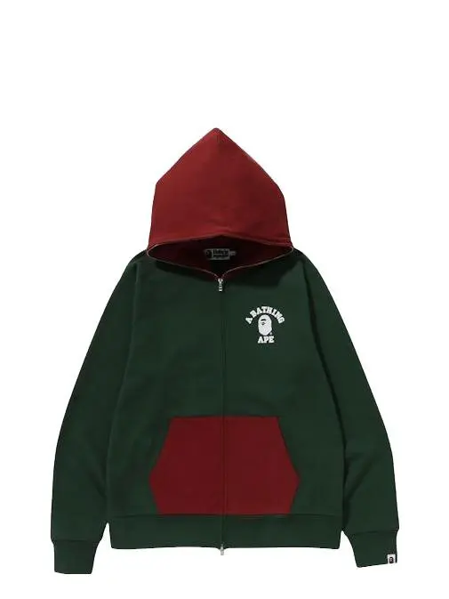 BAPE Full Zip College Hoodie - Green/red
