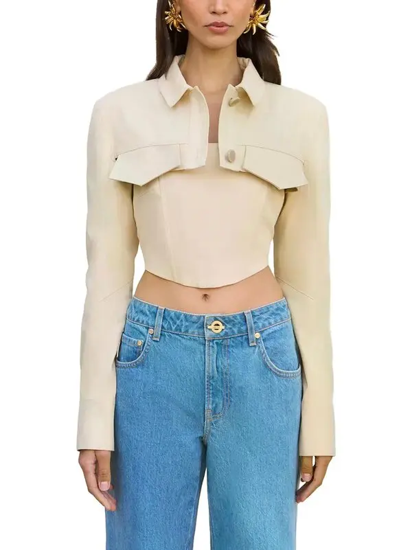 Cult Gaia Issa Cropped Jacket - Neutrals