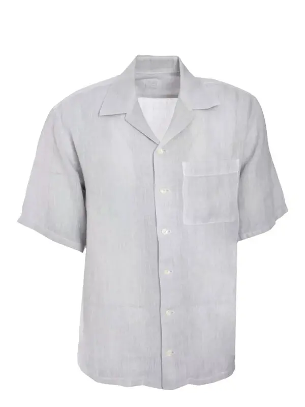 120% Lino Short-sleeve Linen Shirt - Grey