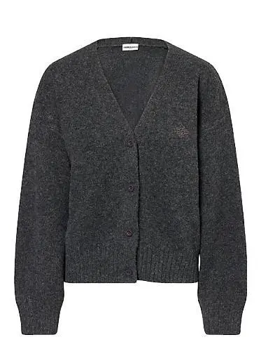 THE COUTURE CLUB Emblem V-neck Knitted Cardigan - Charcoal